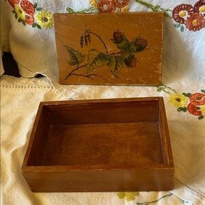 Storage & Organization | Vintage Small Wooden Box With Painted Top ...